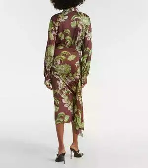 Etro Floral Draped Midi Skirt