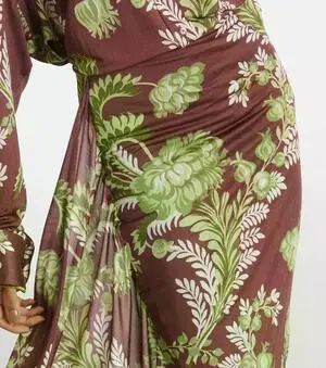 Etro Floral Draped Midi Skirt