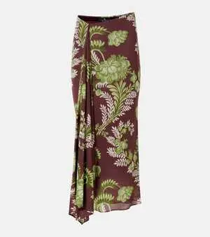 Brown Floral Midi Skirts