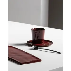 SERAX La Mère Asymmetric Stoneware Coffee Cup Saucer 14.5cm - Red