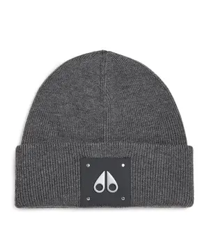 Moose Knuckles Wool Beanie With Logo Grey