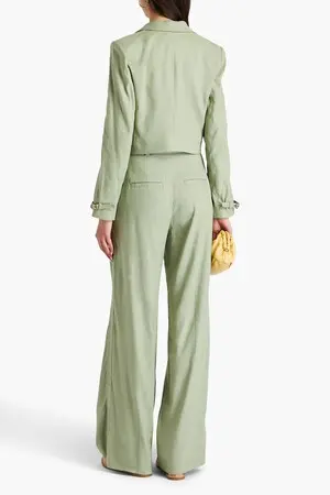 Veronica Beard Girard Cropped Linen-blend Blazer - Sage Green