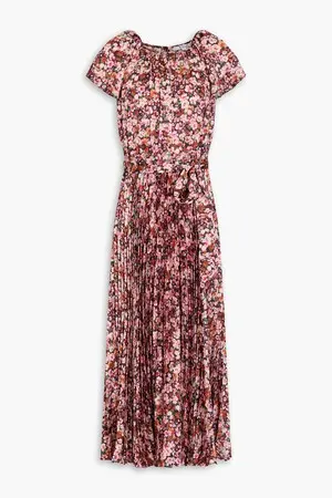 Derek Lam 10 Crosby Derek Lam 10 Crosby Floral Print Pleated Midi Dress - Multicolor