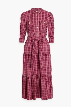 Derek Lam 10 Crosby Belted Checked Midi Dress
