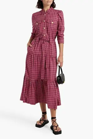 Derek Lam 10 Crosby Belted Checked Midi Dress