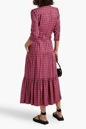 Derek Lam 10 Crosby Belted Checked Midi Dress