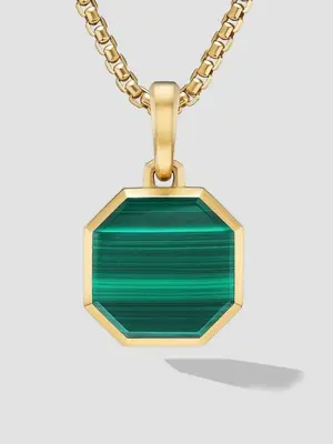 David Yurman Faceted Stone Amulet In 18k Yellow Gold - Malachite