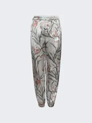 Saint Laurent Floral Satin Joggers - Grey