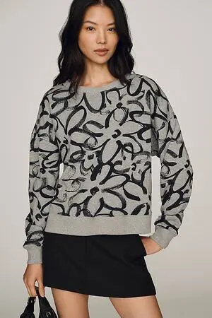 Maeve Sketchy Floral Cotton Sweatshirt