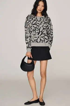 Maeve Sketchy Floral Cotton Sweatshirt