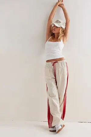 Free People Hudson Canyon Side Striped Pants - Red Combo - Stripe