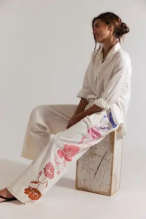 Free People Hudson Canyon Side Striped Pants - Sunset Combo