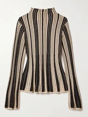Zimmermann Striped Metallic Ribbed-knit Top