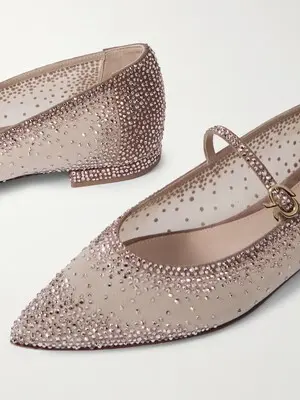 GIANVITO ROSSI Rania Crystal-embellished Ballet Flats