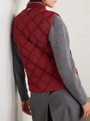 Thom Browne Striped Wool Blend-trimmed Quilted Shell Down Gilet