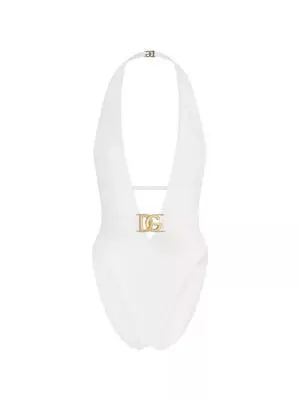 Dolce & Gabbana Plunge-neck Swimsuit - White