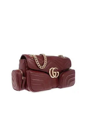 Gucci Small Gg Marmont Shoulder Bag - Red