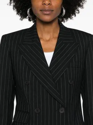 Sandro Pinstriped Double-breasted Blazer - Black