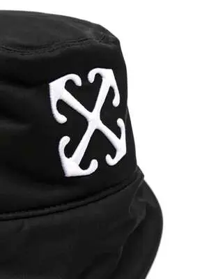 Off-White Embroidered Bucket Hat - Black