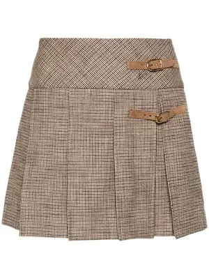 Sandro Houndstooth Pleated Mini Skirt