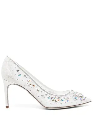 Rene Caovilla 80mm Crystal-embellished Pumps - Silver