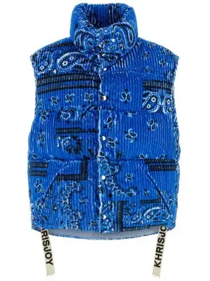 Khrisjoy Paisley-print Corduroy Gilet - Blue