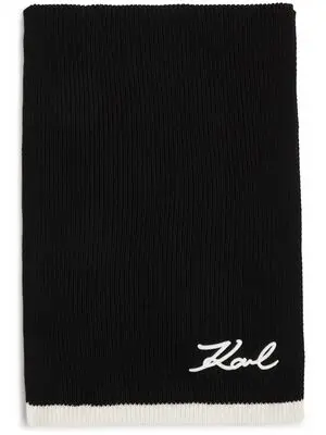 Karl Lagerfeld Signature Knitted Scarf - Black