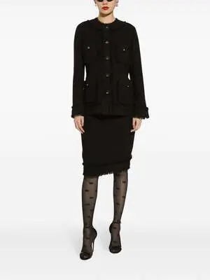 Dolce & Gabbana Dg-plaque Tweed Midi Skirt