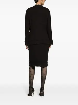 Dolce & Gabbana Dg-plaque Tweed Midi Skirt