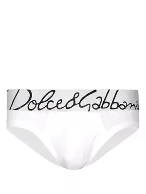 Dolce & Gabbana Logo-waistband Stretch-cotton Briefs - White