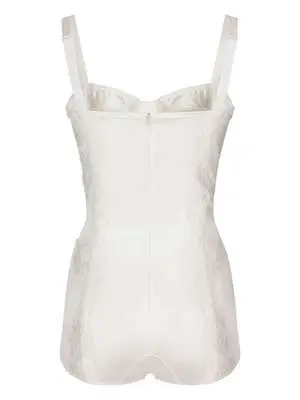 Dolce & Gabbana Lace-panelled Silk-satin Bodysuit - White