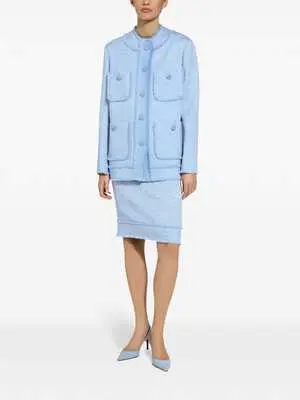Dolce & Gabbana Frayed Tweed Jacket - Blue