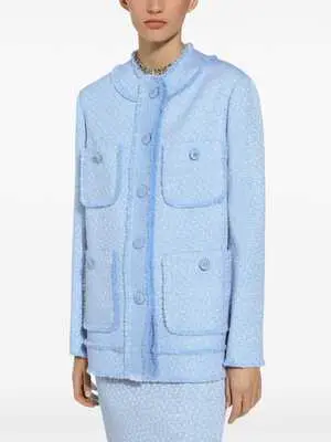 Dolce & Gabbana Frayed Tweed Jacket - Blue