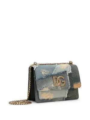 Dolce & Gabbana Logo Plaque Patchwork Cross Body Bag - Blue