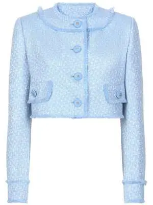 Dolce & Gabbana Dna Frayed Cropped Jacket - Blue