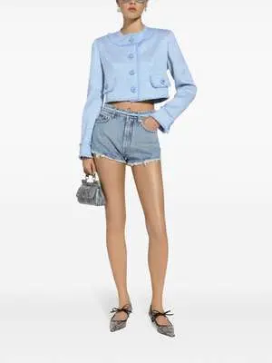 Dolce & Gabbana Dna Frayed Cropped Jacket - Blue