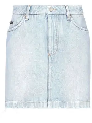 Dolce & Gabbana Logo Plaque Denim Mini Skirt - Blue