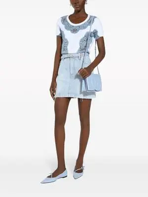 Dolce & Gabbana Logo Plaque Denim Mini Skirt - Blue