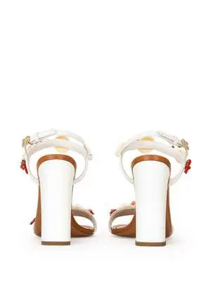Dolce & Gabbana 105mm Keira Coral-embroidered Sandals - White