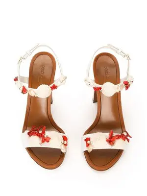 Dolce & Gabbana 105mm Keira Coral-embroidered Sandals - White
