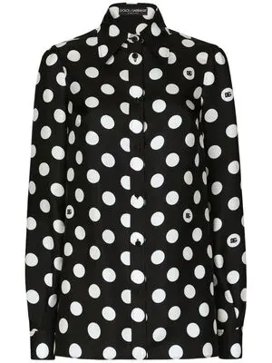 Dolce & Gabbana Polka-dot Silk Twill Shirt - Black