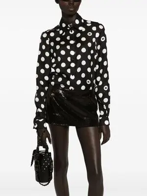 Dolce & Gabbana Polka-dot Silk Twill Shirt - Black