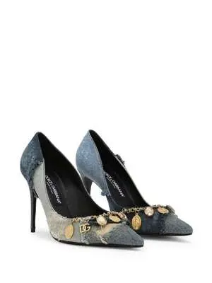 Dolce & Gabbana Charm-embellished Denim Pumps