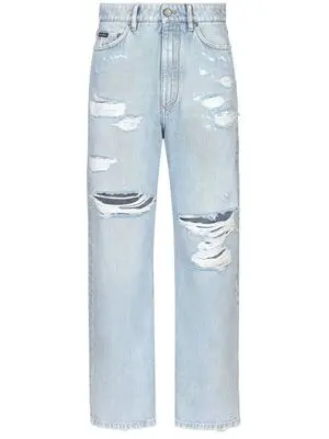Dolce & Gabbana Distressed Straight-leg Jeans