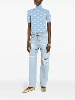 Dolce & Gabbana Distressed Straight-leg Jeans