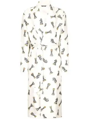 Dolce & Gabbana Graphic-print Silk Bathrobe - White