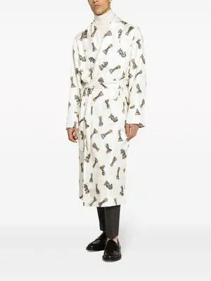Dolce & Gabbana Graphic-print Silk Bathrobe - White