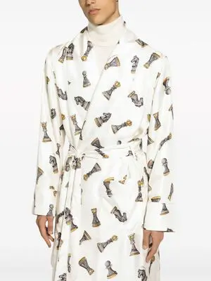 Dolce & Gabbana Graphic-print Silk Bathrobe - White