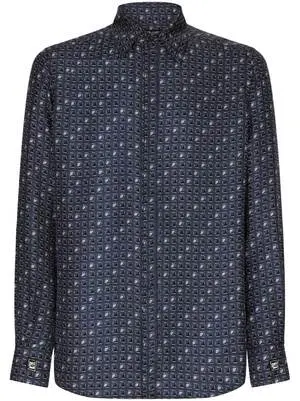 Dolce & Gabbana Geometric-print Silk Shirt - Blue