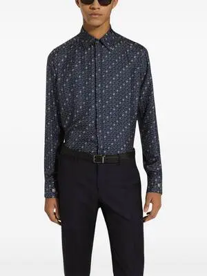 Dolce & Gabbana Geometric-print Silk Shirt - Blue